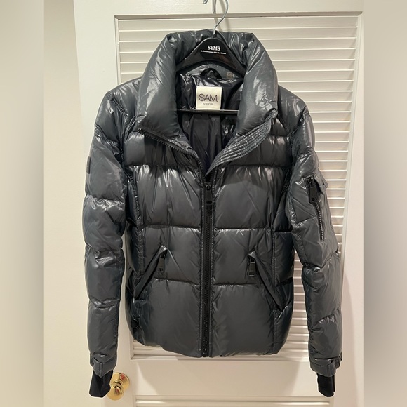 SAM. | Jackets & Coats | Dark Grey Gun Metal Shiny Sam New York Puffer ...